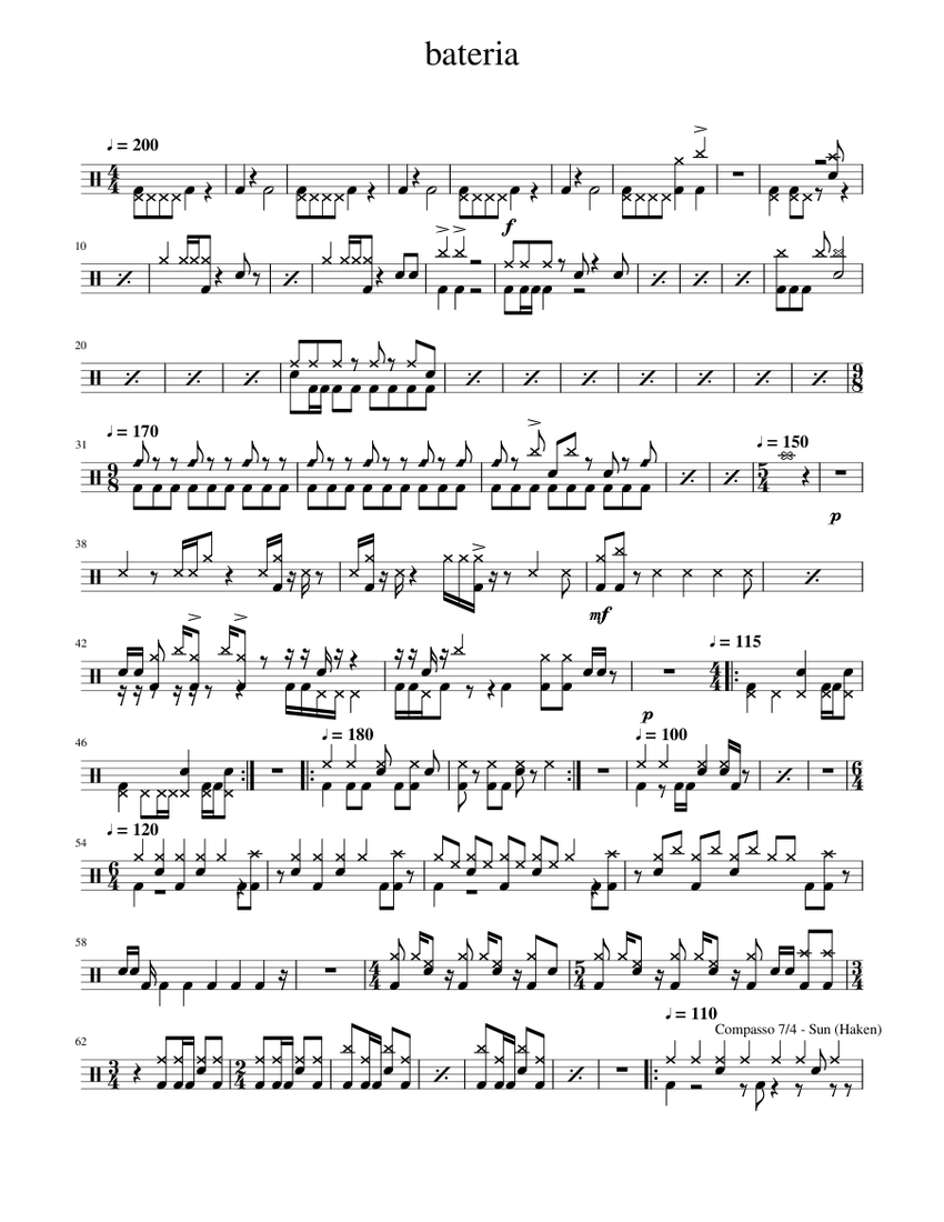 bateria Sheet music for Drum group (Solo) | Musescore.com
