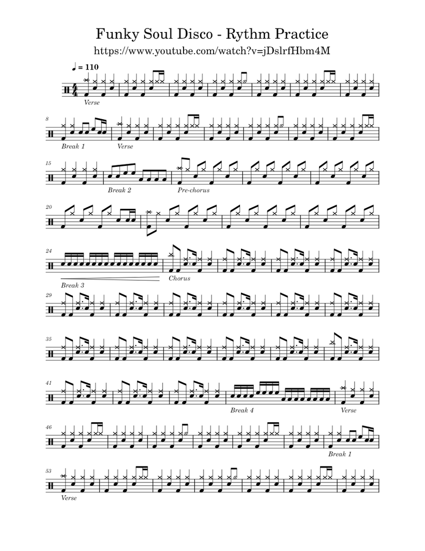 Funky Soul Disco - Rythm Practice Sheet Music for Drum group (Solo ...