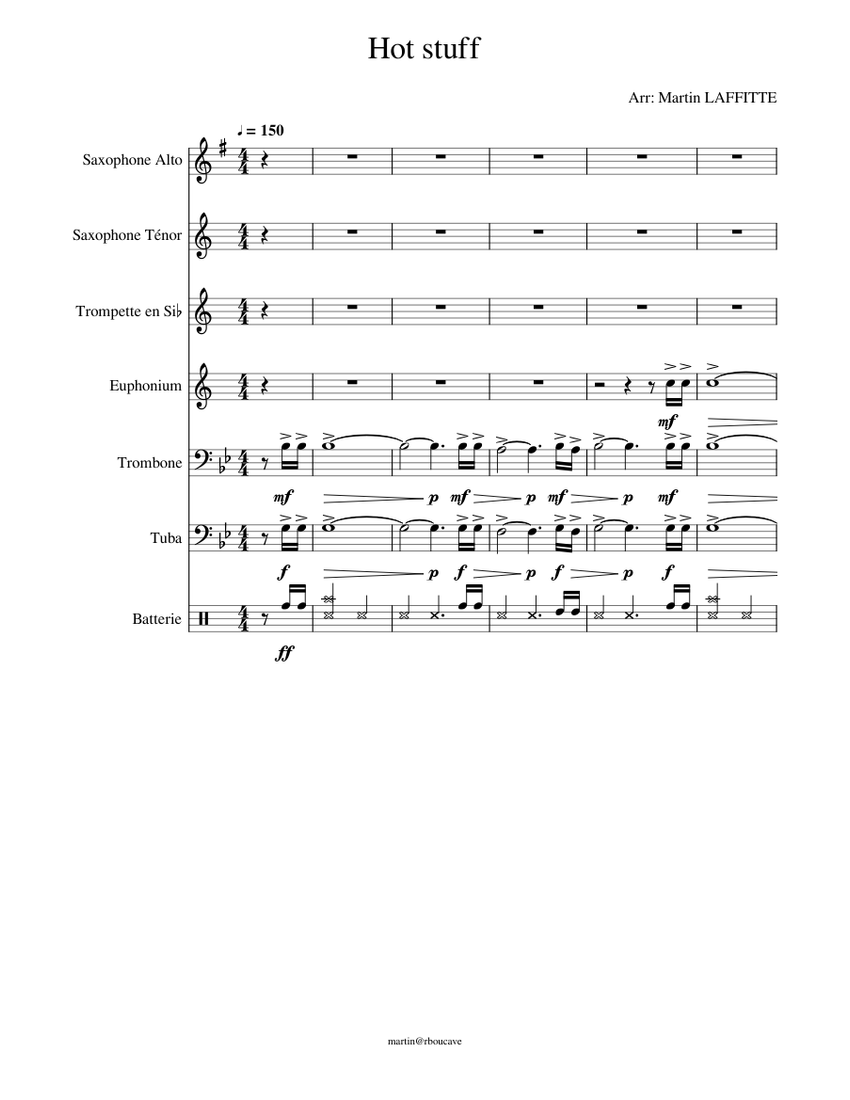 Hot Stuff Sheet music for Trombone, Euphonium, Tuba, Saxophone alto ...