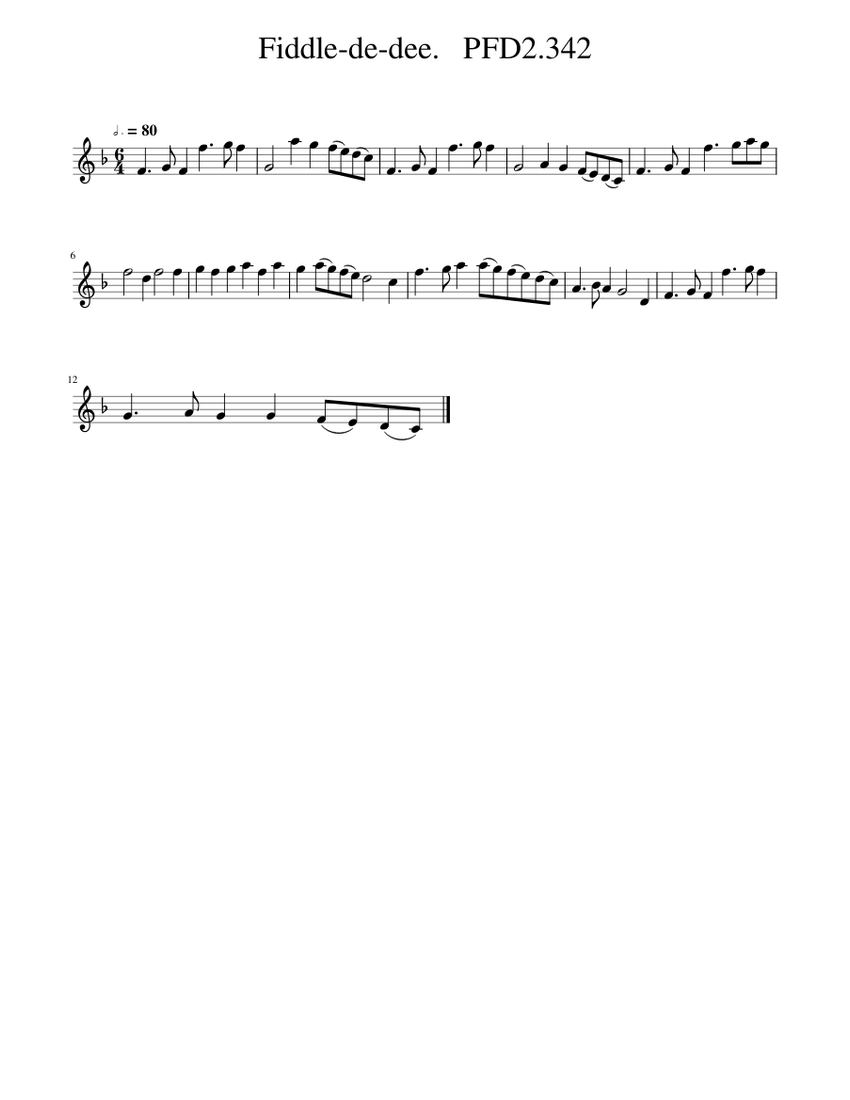 Fiddle-de-dee. PFD2.342 Sheet music for Piano (Solo) | Musescore.com
