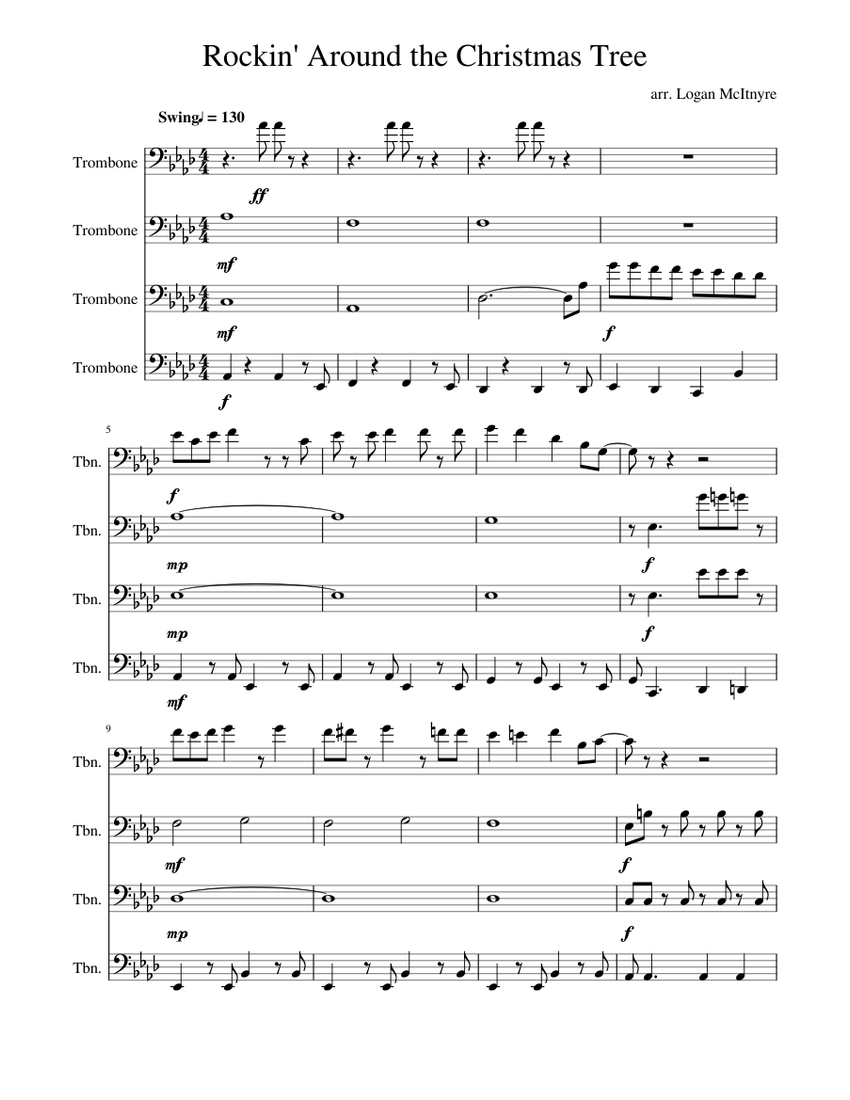 Rockin around the christmas tree - Brenda Lee Sheet Music for Trombone ...