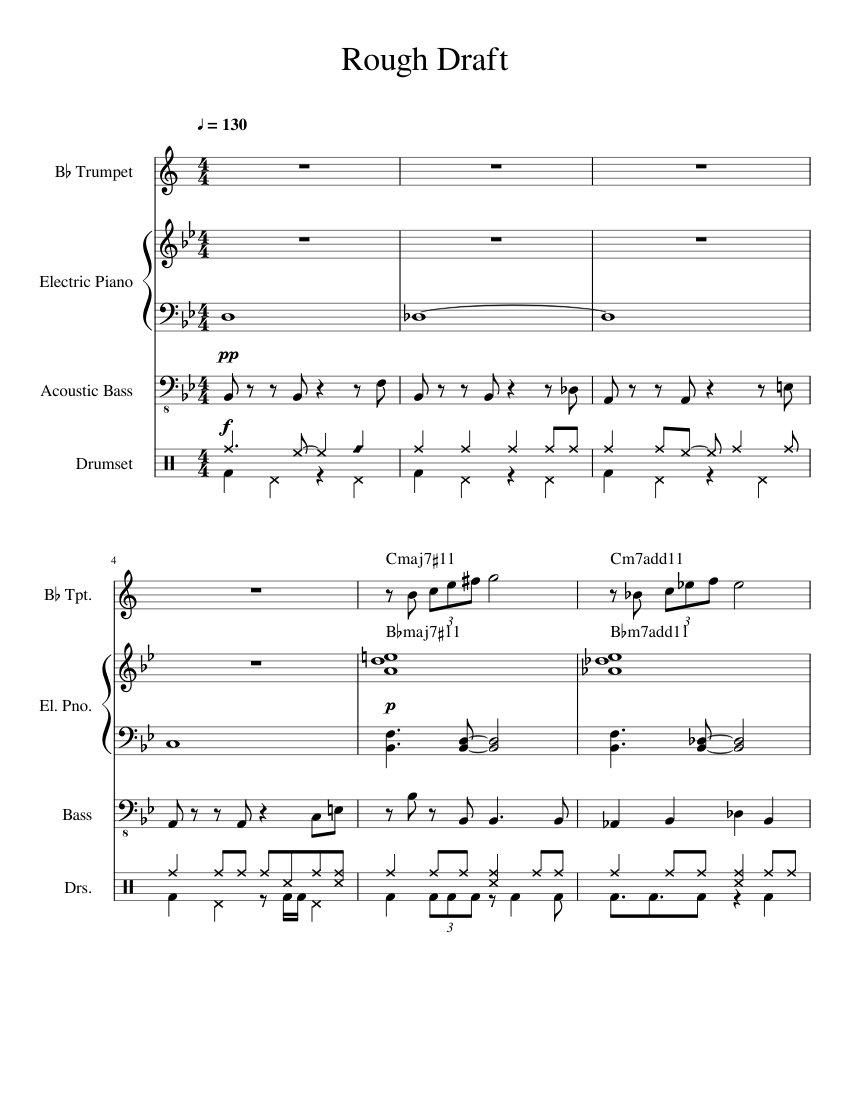 Rough Draft Of a Head Sheet music for Piano, Trumpet in b-flat, Bass ...