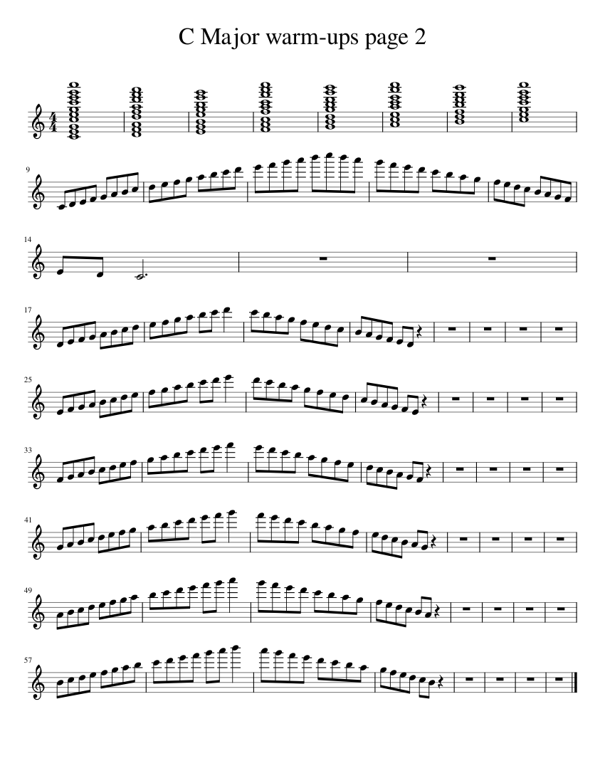 C Major warm-ups page 2 Sheet music for Piano (Solo) Easy | Musescore.com