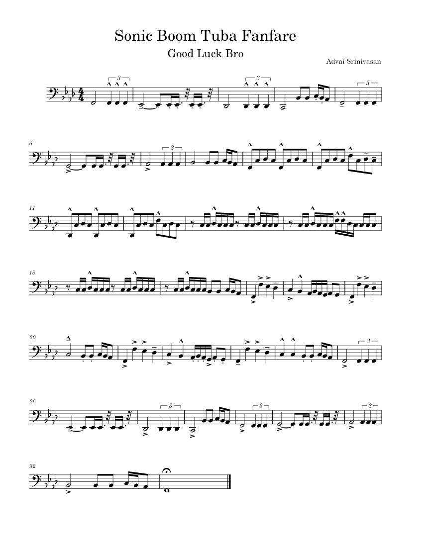 Sonic Boom – Tuba Fanfare/Solo Sheet Music for Tuba (Solo) | MuseScore.com