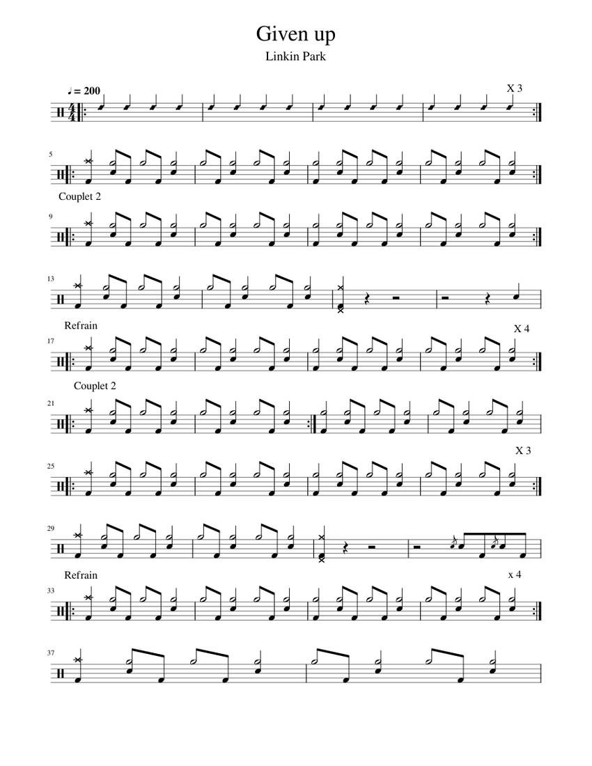Given_up Sheet music for Drum group (Solo) | Musescore.com