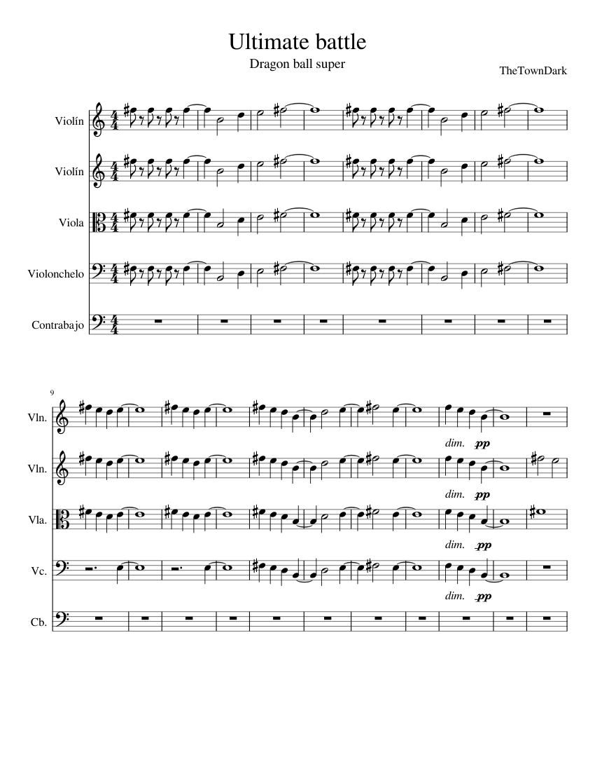 Dragon Ball Super-ultimate battle (ultra instinct) Sheet music for ...