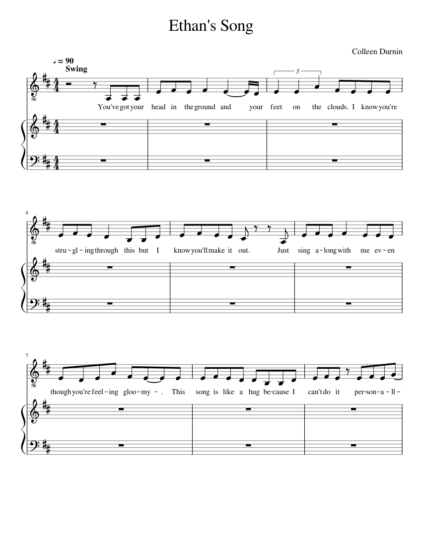 Ethan's Song Sheet music for Piano, Vocals (Piano-Voice) | Musescore.com