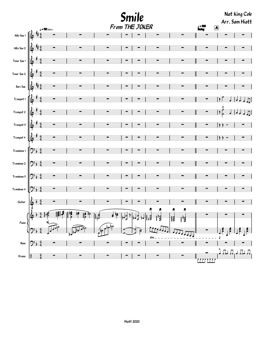 Smile Sheet Music for Piano, Trombone, Saxophone alto, Saxophone tenor ...