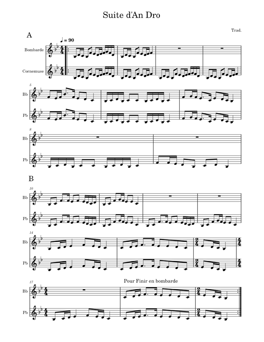 Suite d'An Dro Sheet music for Oboe, Pipes (Bagpipe Band) | Musescore.com