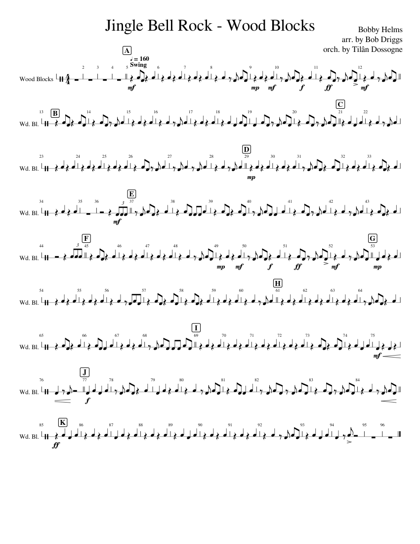 Jingle Bell Rock - Wood Blocks Sheet music for Woodblock (Concert Band ...