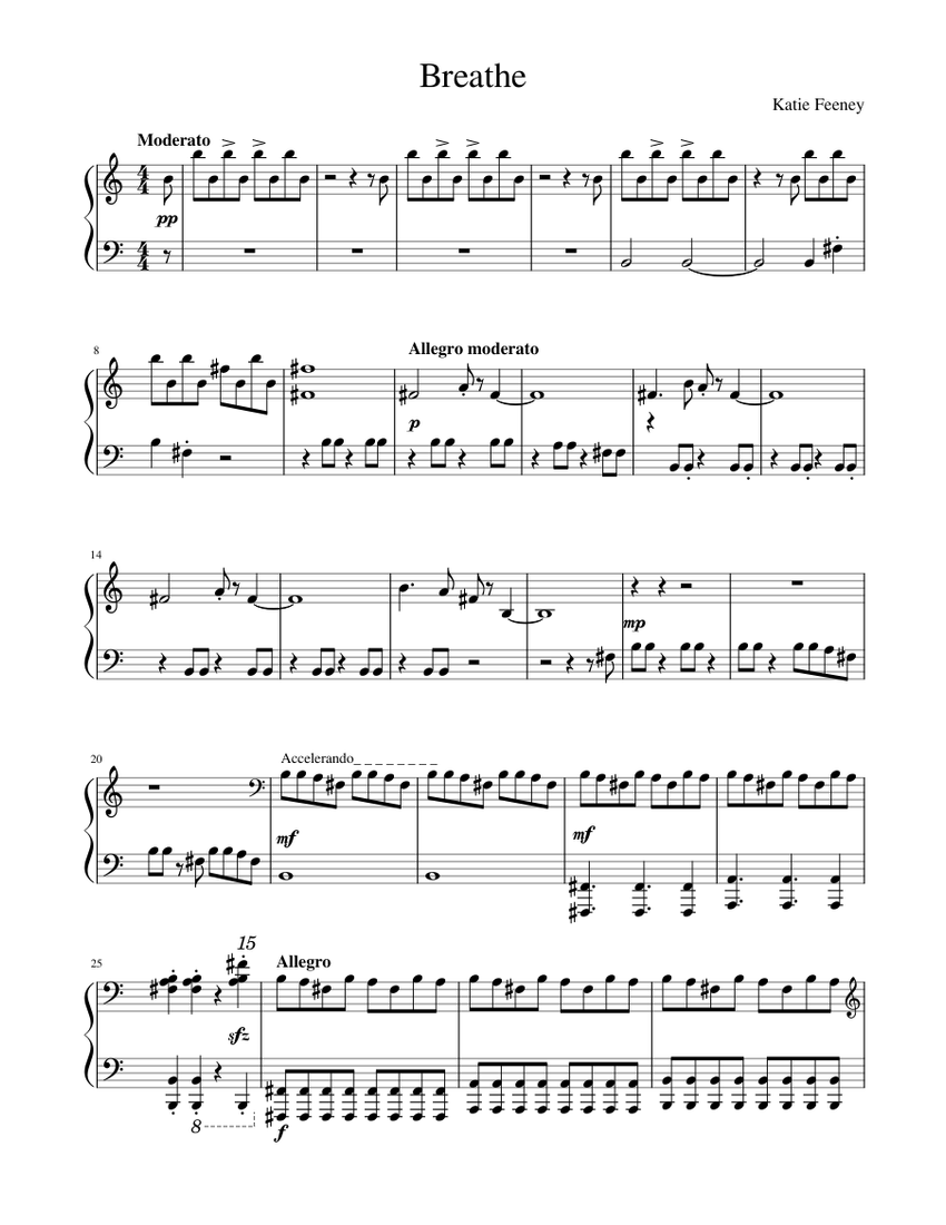 Breathe Sheet music for Piano (Solo) | Musescore.com