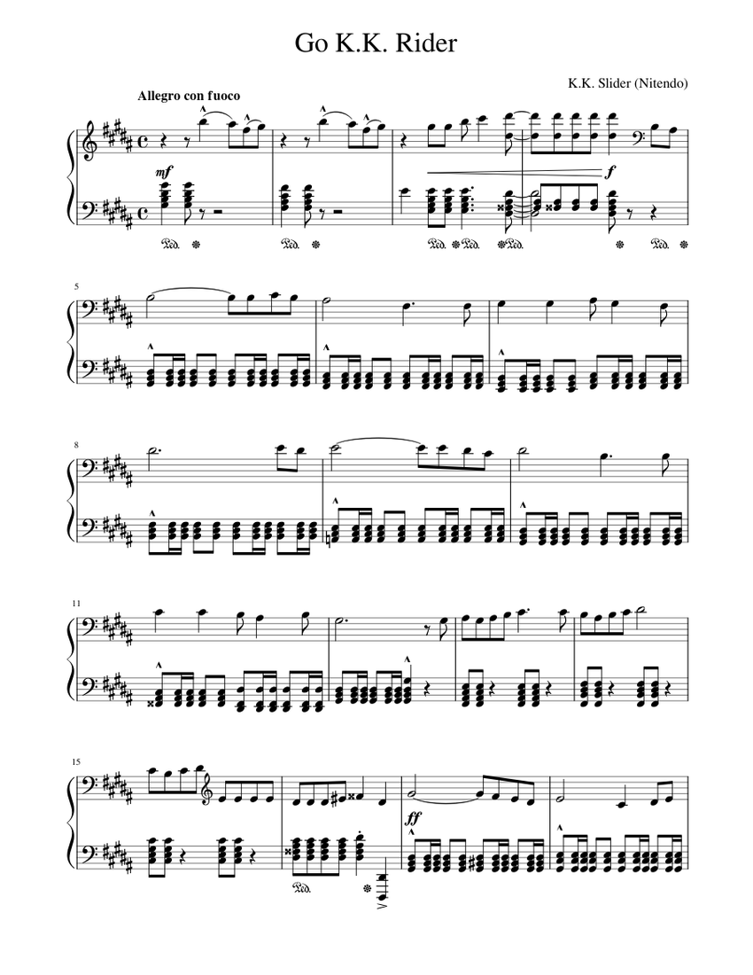 Go K.K. Rider Sheet Music for Piano (Solo) | MuseScore.com