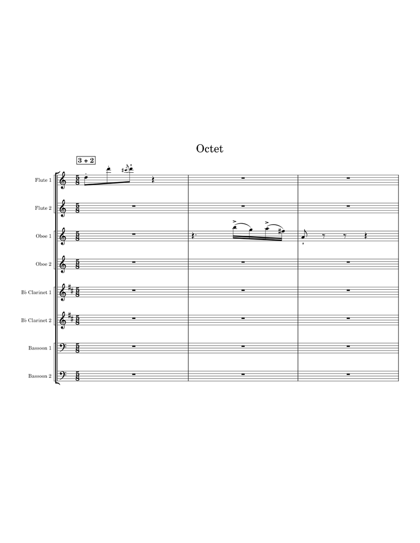 Octet Sheet music for Flute, Oboe, Clarinet in b-flat, Bassoon (Mixed Ensemble) | Musescore.com
