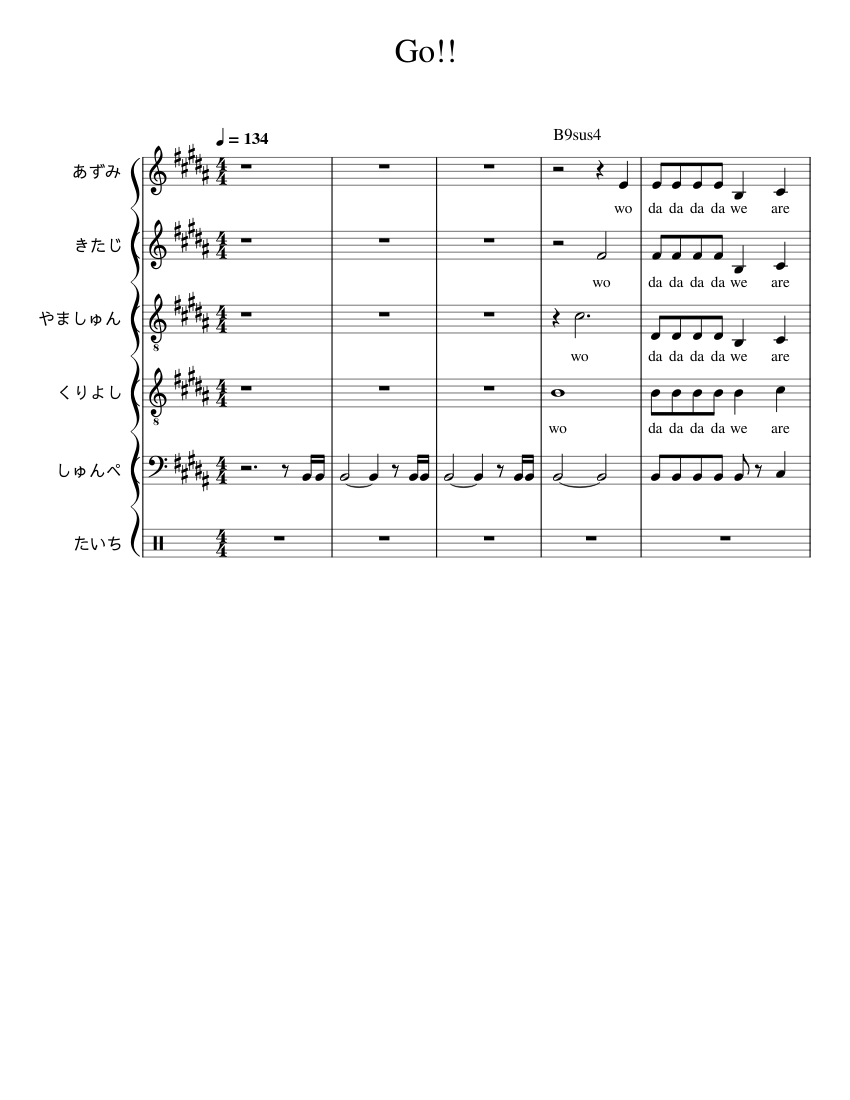GO!!-FLOW Sheet Music for Piano, Drum group (A Capella) | MuseScore.com