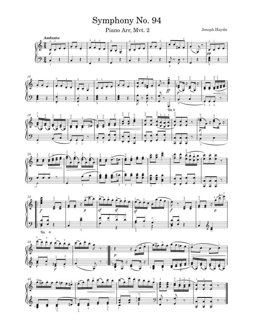 Symphony No. 94 Sheet music for Piano (Solo) | Musescore.com