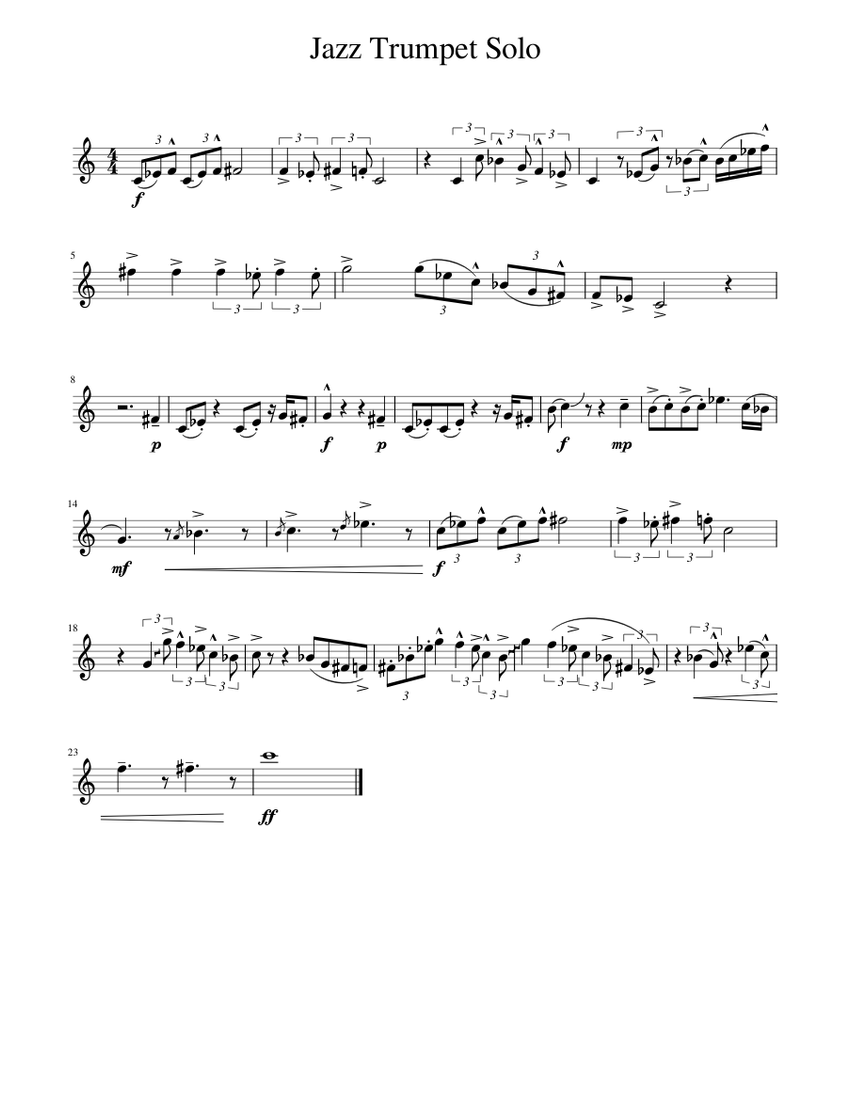 Jazz_Trumpet_Solo Sheet Music for Trumpet in b-flat (Solo) | MuseScore.com