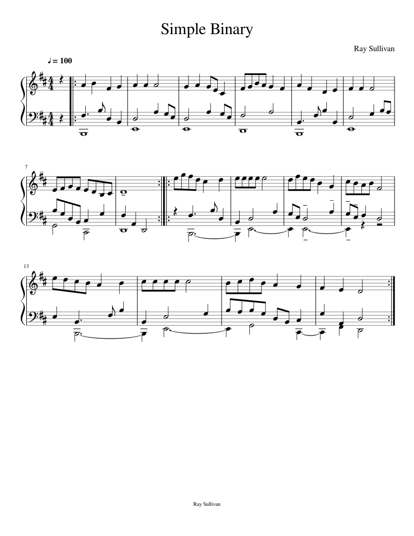 Simple Binary Sheet music for Piano (Solo) Easy | Musescore.com
