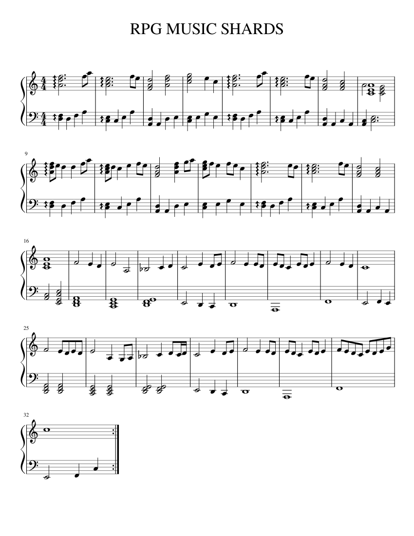 RPG MUSIC SHARDS Sheet music for Piano (Solo) Easy | Musescore.com