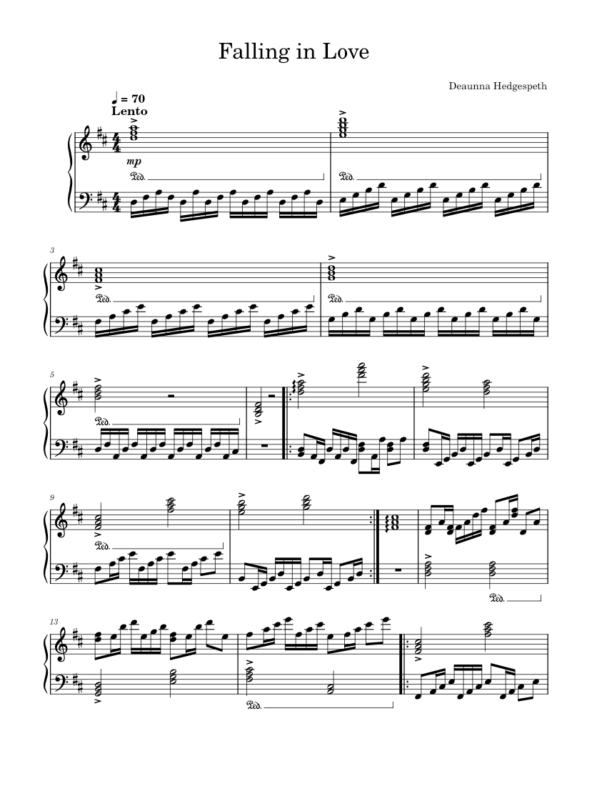 Falling in Love Sheet music for Piano (Solo) | Musescore.com