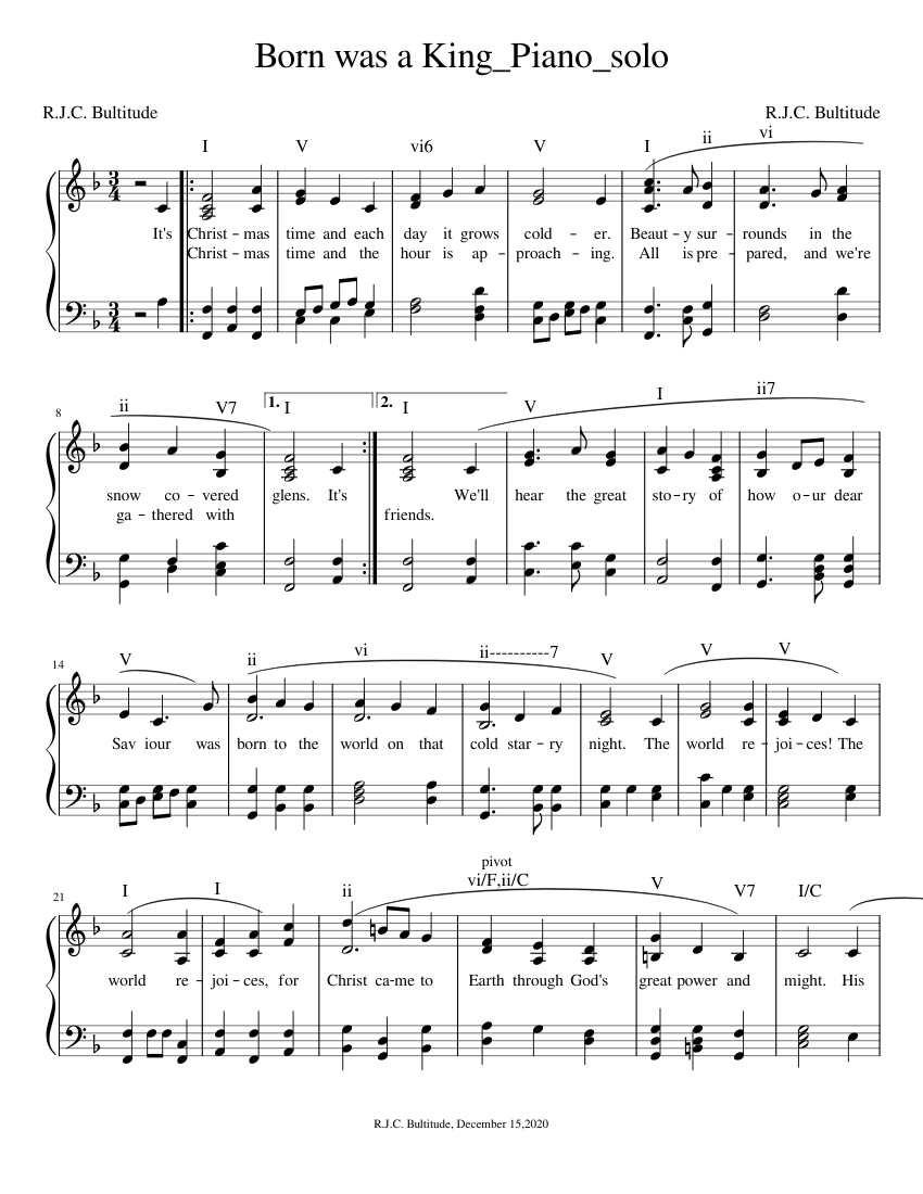 Born was a King Sheet Music with Chords for Piano (Solo) easy ...
