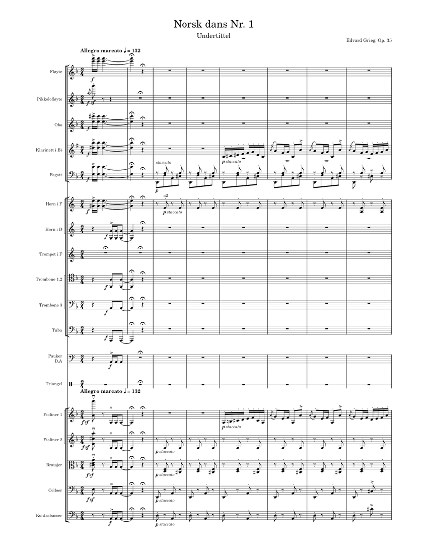 Norwegian dance no. 1, Op. 35, No. 1 – Edvard Grieg Sheet music for ...