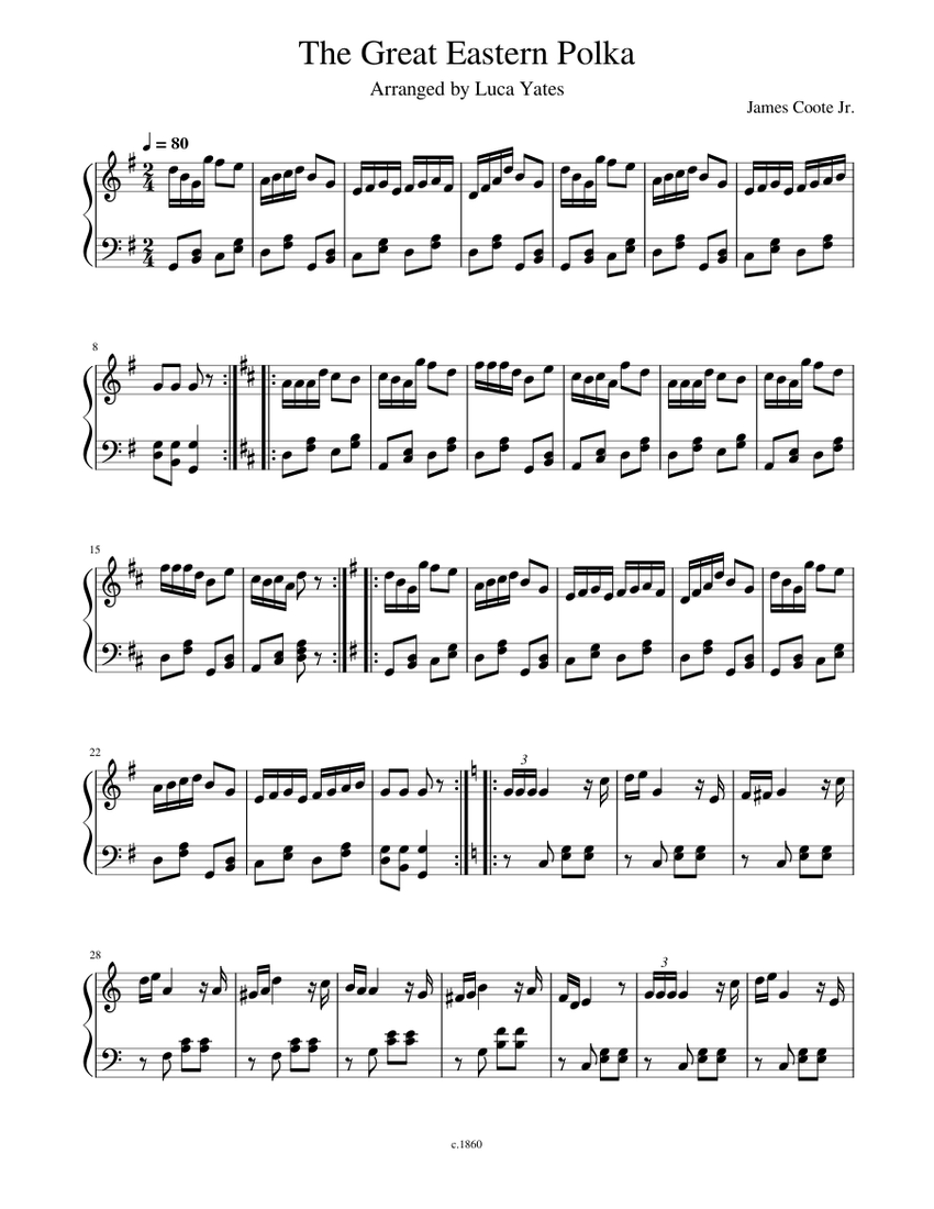 The Great Eastern Polka (c.1860) by James Coote Jr. Sheet Music for ...