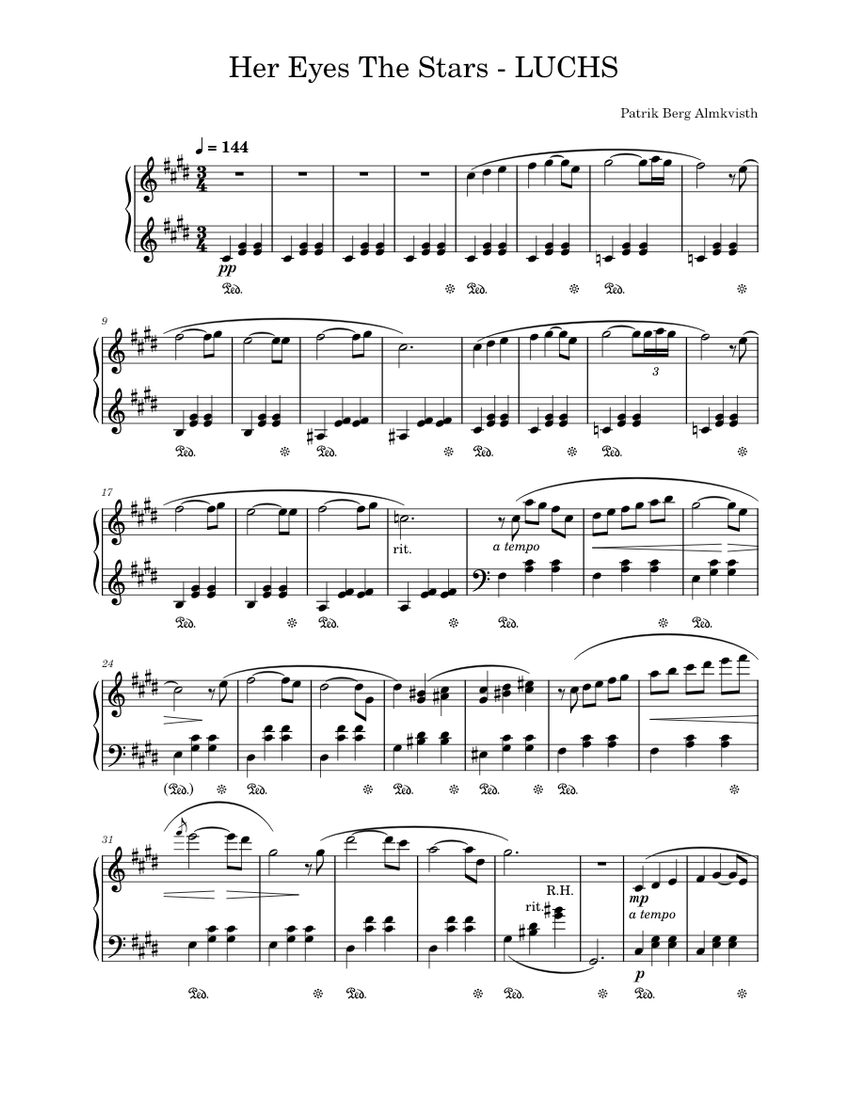 Her Eyes The Stars C# Minor - LUCHS Sheet music for Piano (Solo ...