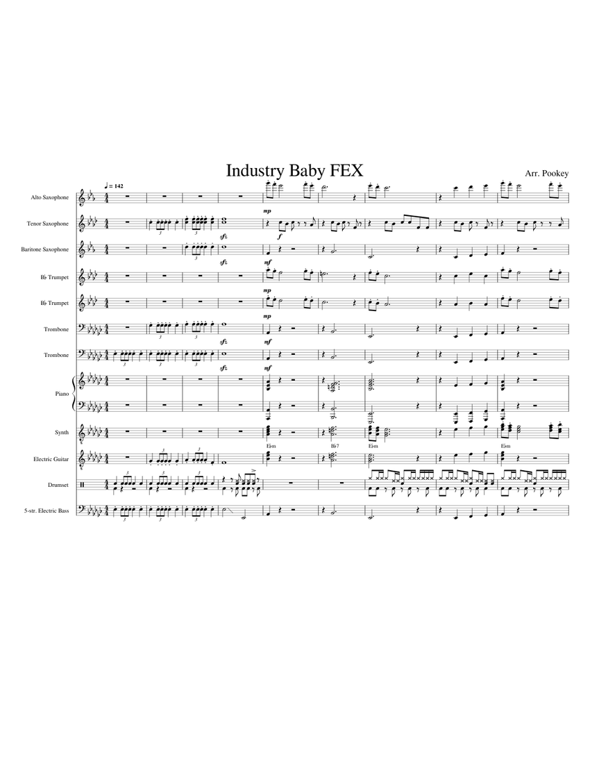 Industry Baby – Lil Nas X Sheet music for Piano, Trombone, Saxophone ...