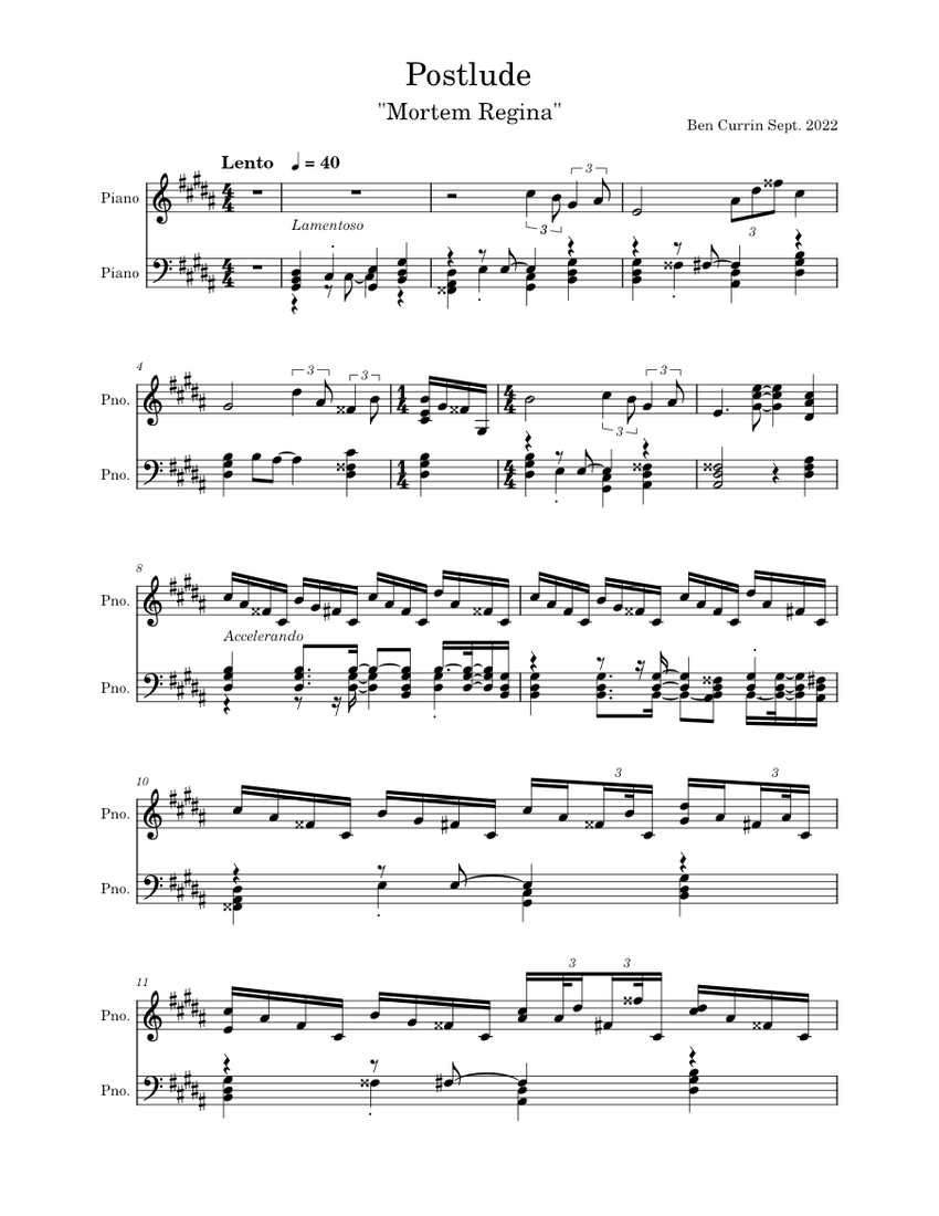 Postlude Sheet Music for Piano (Solo) | MuseScore.com
