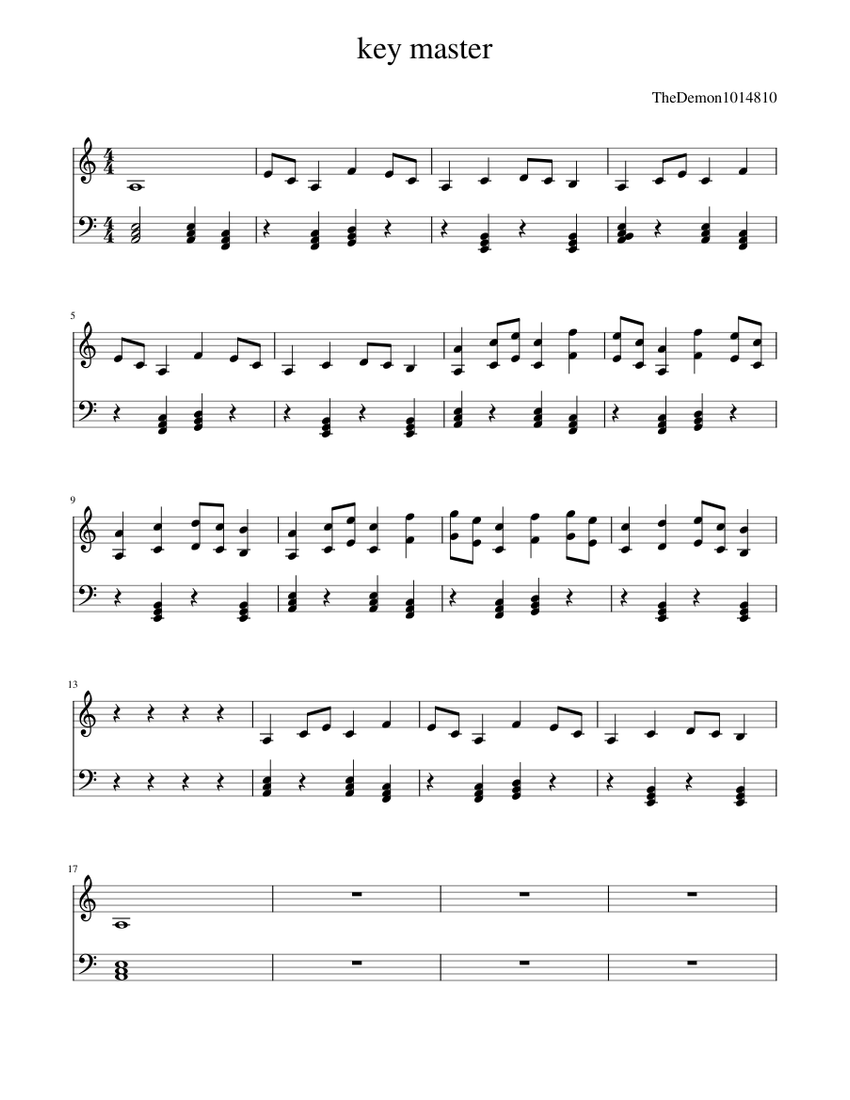 key master Sheet music for Piano (Solo) Easy | Musescore.com