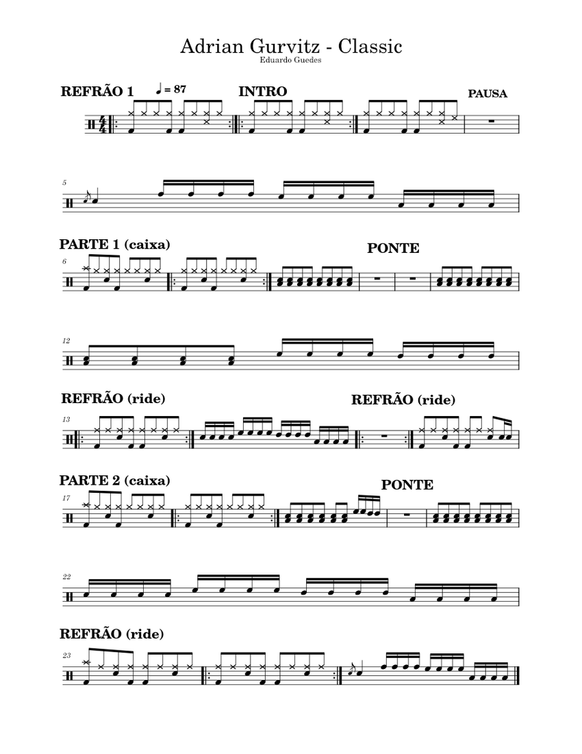 Classic – Adrian Gurvitz Sheet Music for Drum group (Solo) | MuseScore.com