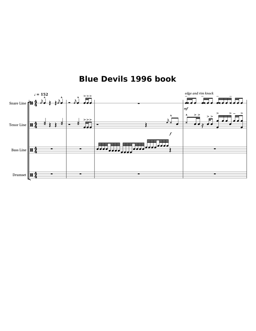 Blue_Devils_1996_drum book Sheet Music for Drum group (Solo ...