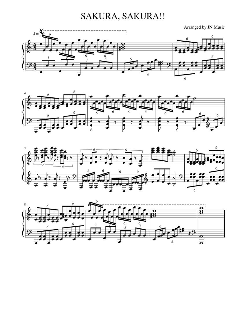 SAKURA, SAKURA!! Sheet Music for Piano (Solo) | MuseScore.com