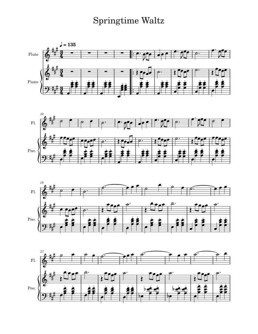Springtime Waltz Sheet music for Piano, Flute (Mixed Duet) | Musescore.com
