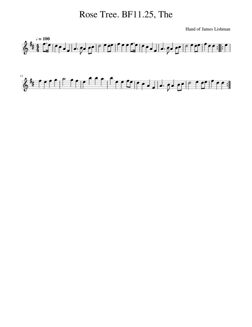 Hand of James Lishman - The Rose Tree. BF11.25 Sheet music for Piano ...