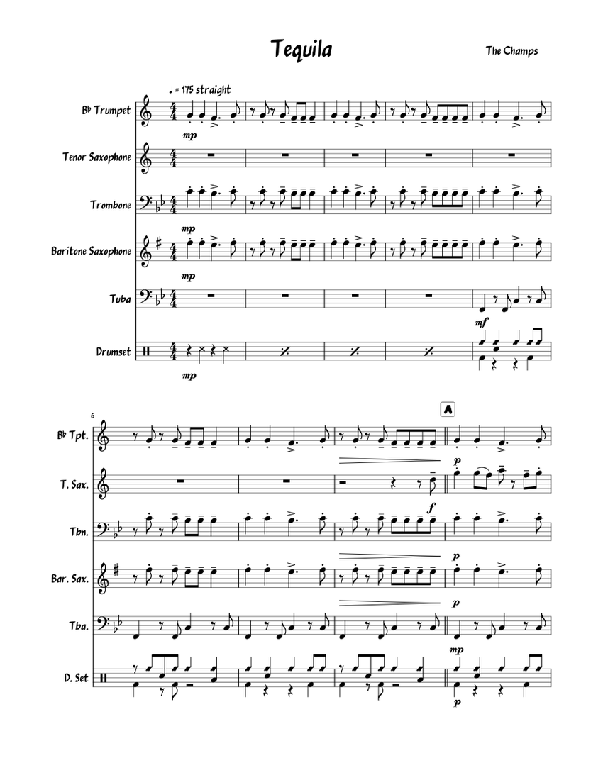 Tequila - The Champs (Lucky Chops Version) Sheet Music for Trombone ...