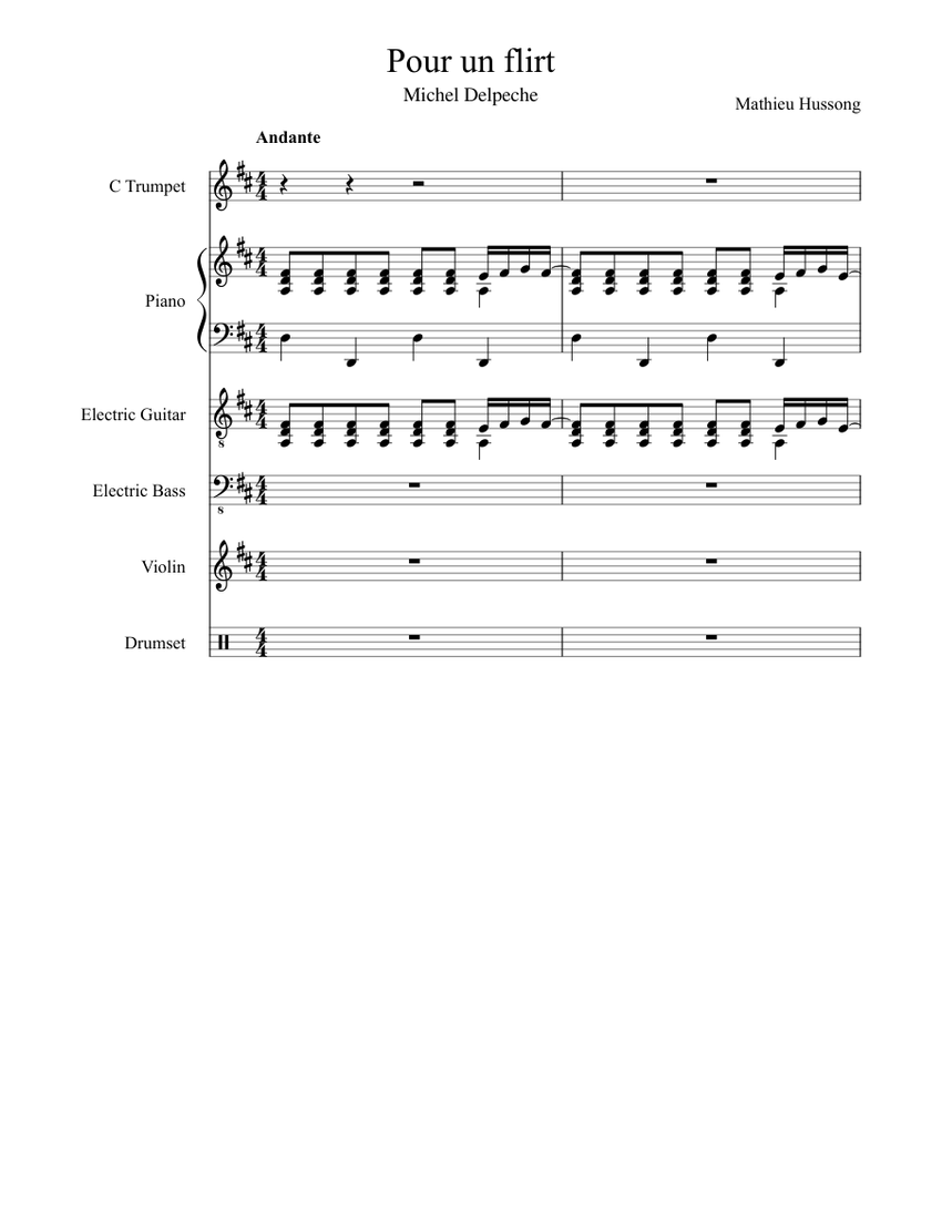 Pour un Flirt - Michel Delpeche Sheet music for Piano, Violin, Trumpet other (Mixed Trio ...