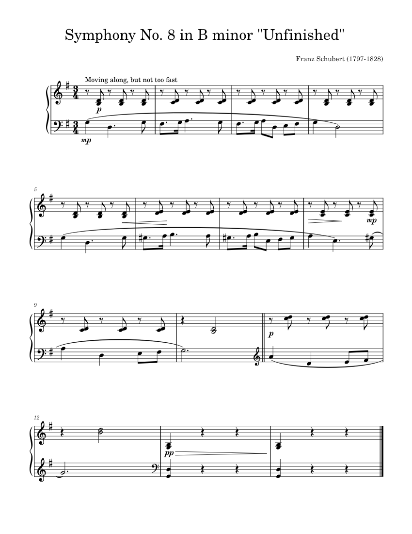 Symphony No. 8 in B Minor: "Unfinished" – Franz Schubert - piano tutorial
