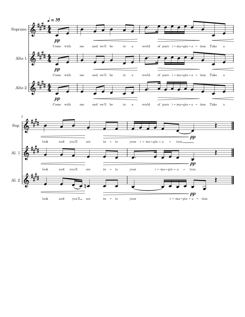 Pure Imagination Sheet Music for Violin (Choral) | MuseScore.com