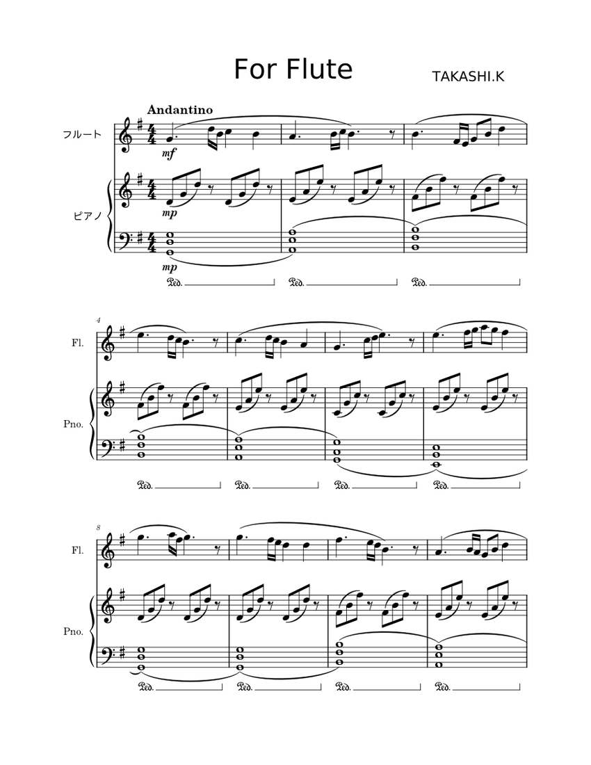 For Flute Sheet music for Piano, Flute (Mixed Duet) | Musescore.com