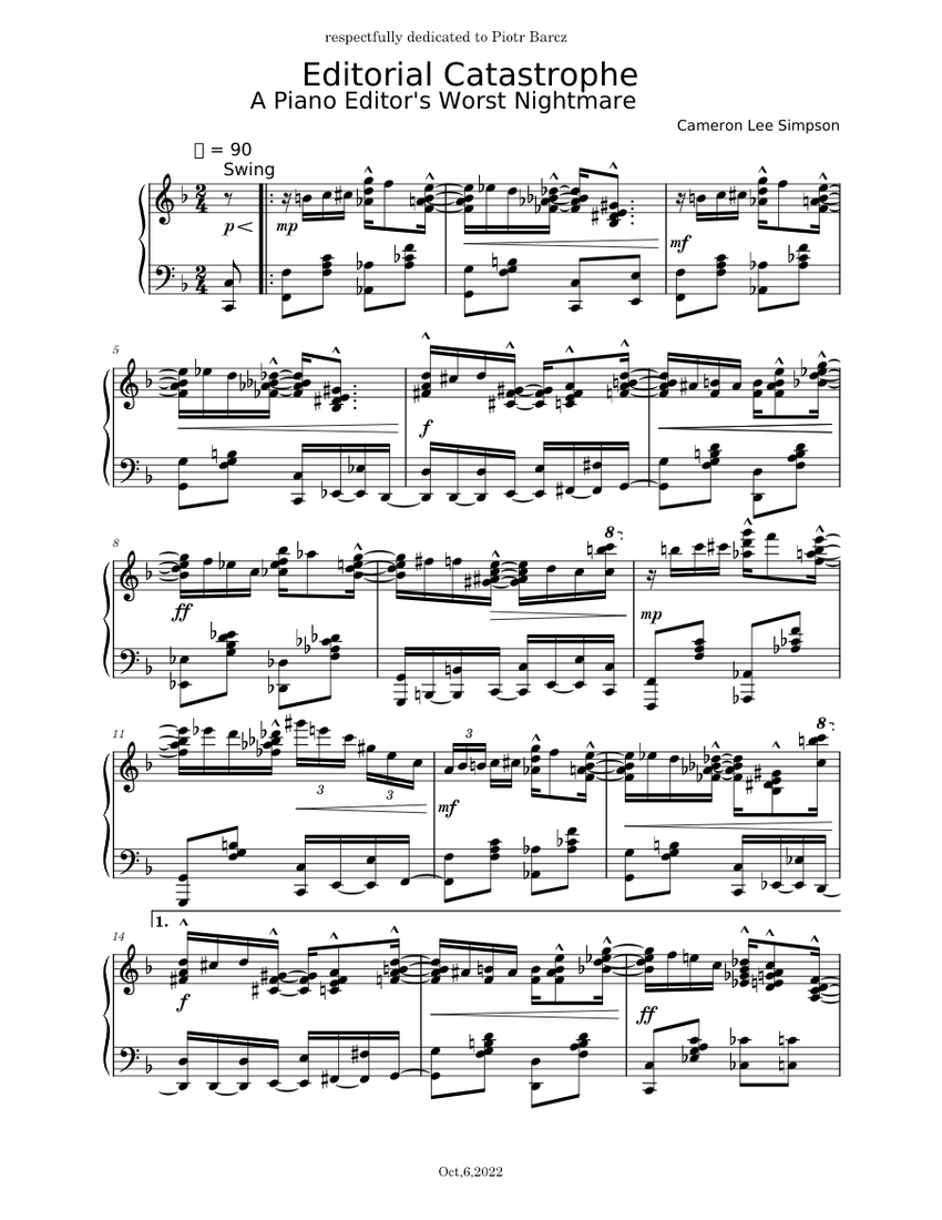 Editorial Catastrophe Sheet music for Piano (Solo) | Musescore.com