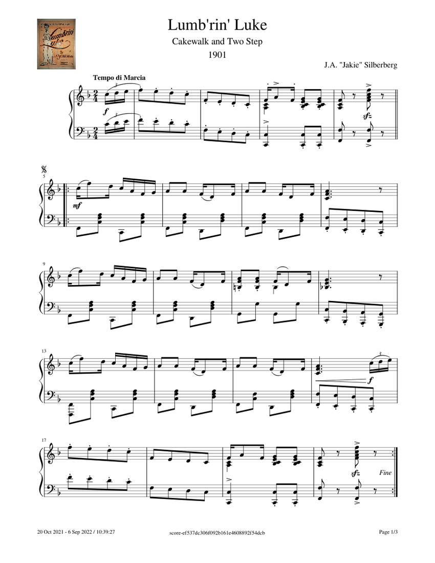 Lumb'rin' Luke – J. Alexander Silberberg Sheet music for Piano (Solo ...