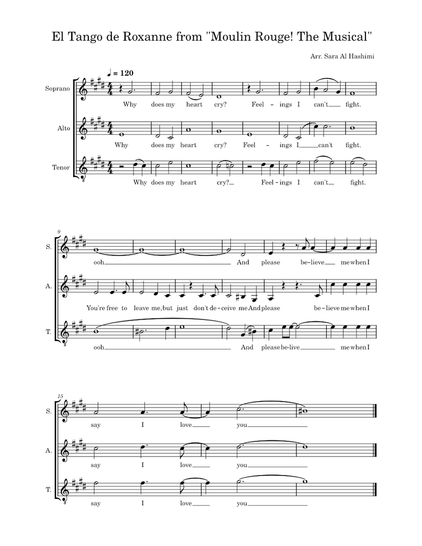 El Tango De Roxanne from "Moulin Rouge! The Musical" Sheet Music for ...