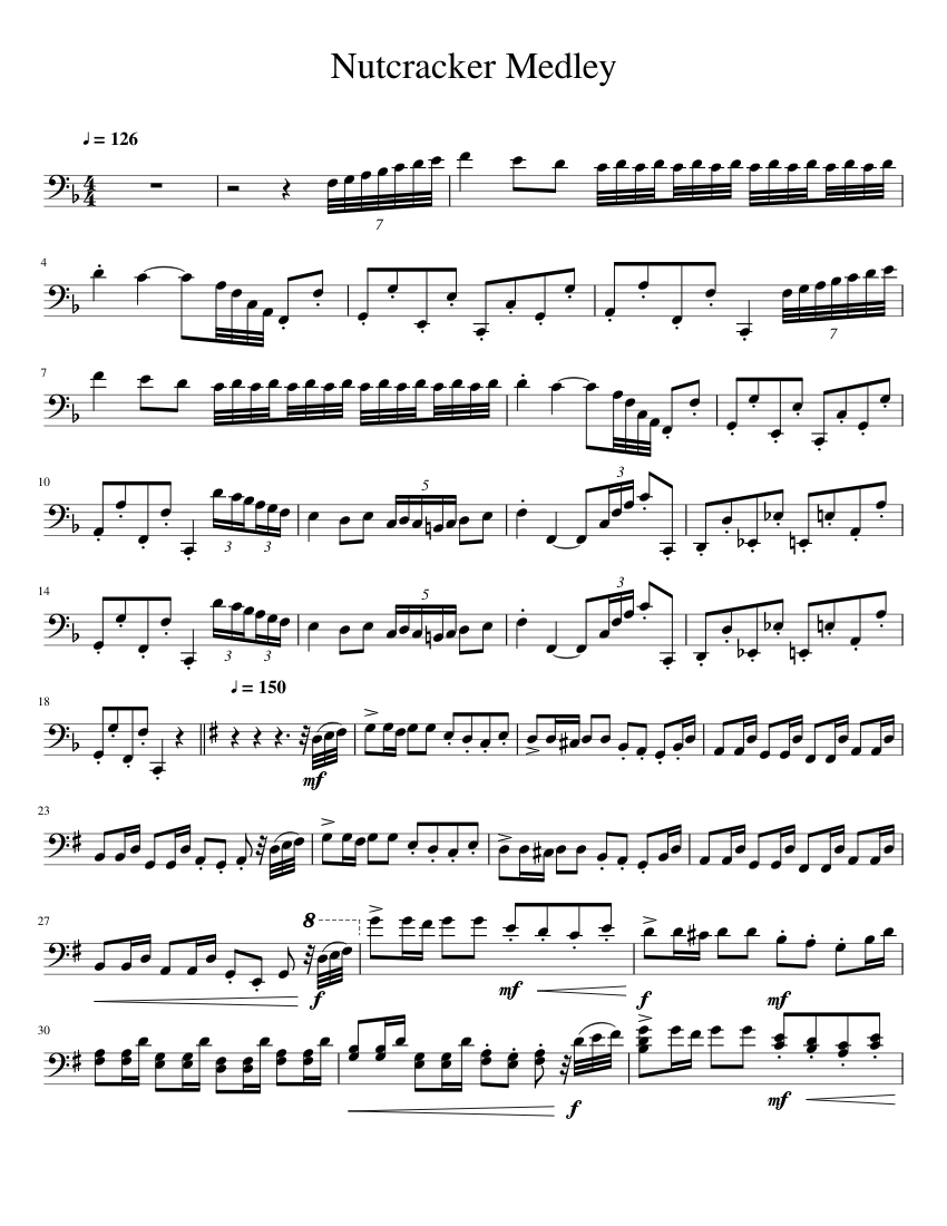 Nutcracker Medley Sheet Music for Cello (Solo) | MuseScore.com