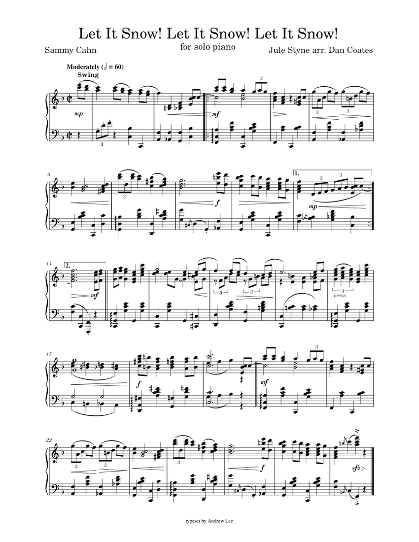 Let It Snow! - arr. Dan Coates for piano Sheet Music for Piano (Solo ...