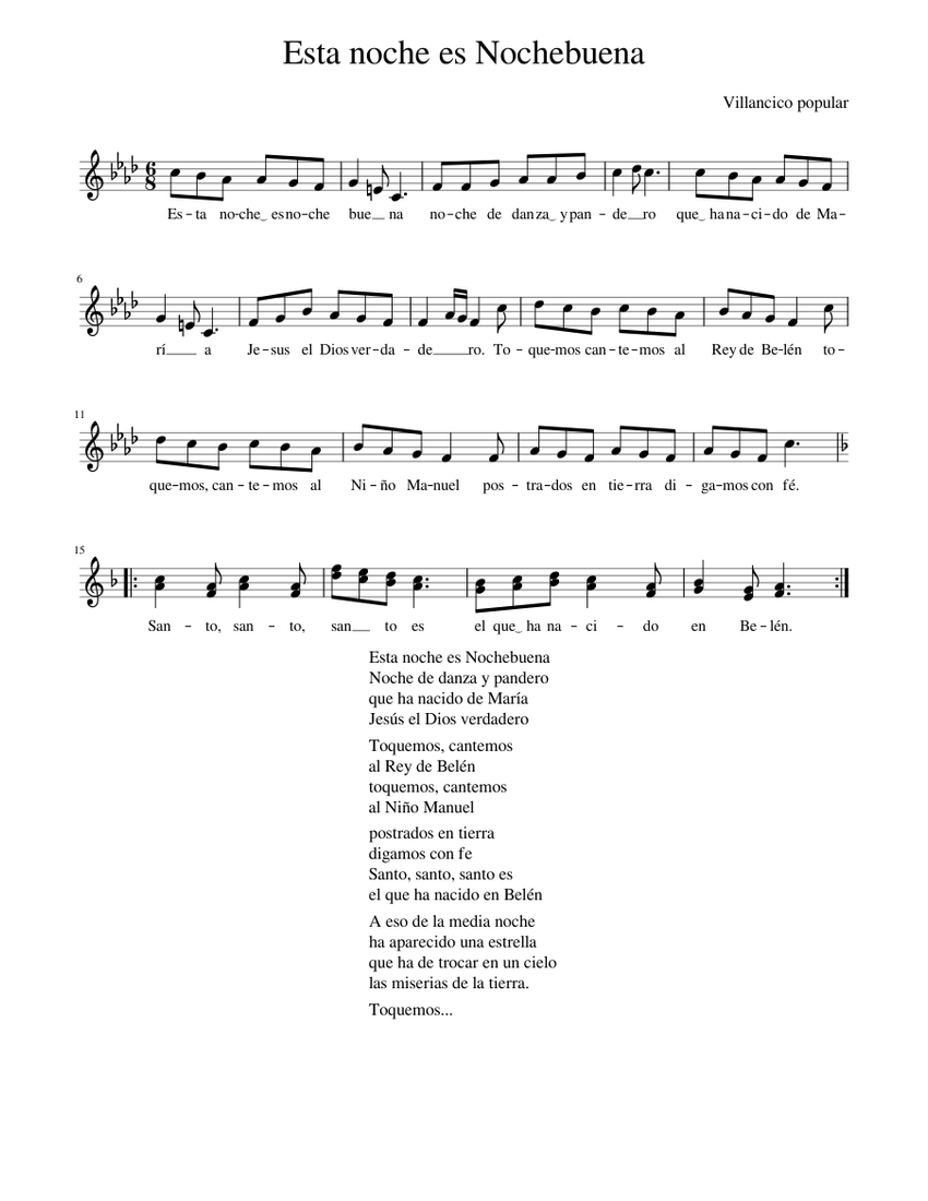 Esta_noche_es_Nochebuena Sheet Music for Piano (Solo) easy | MuseScore.com