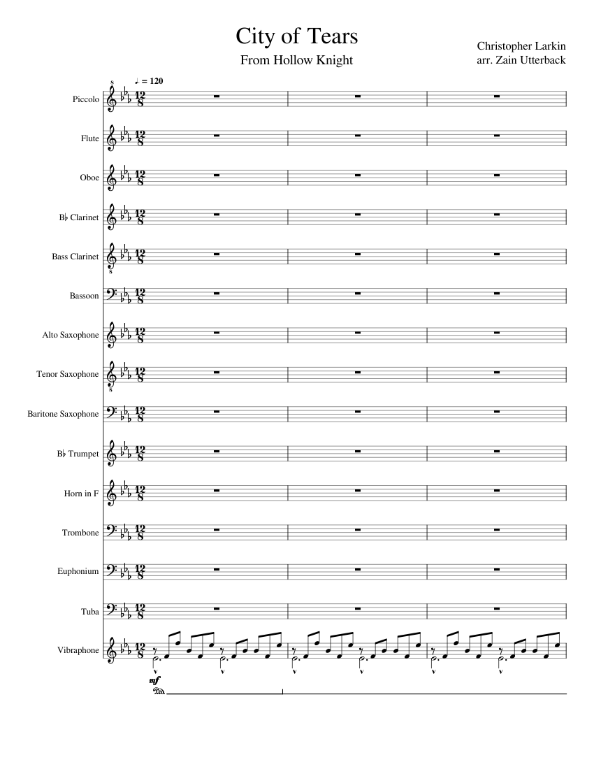 City of Tears (WIP) Sheet music for Trombone, Euphonium, Tuba, Flute ...