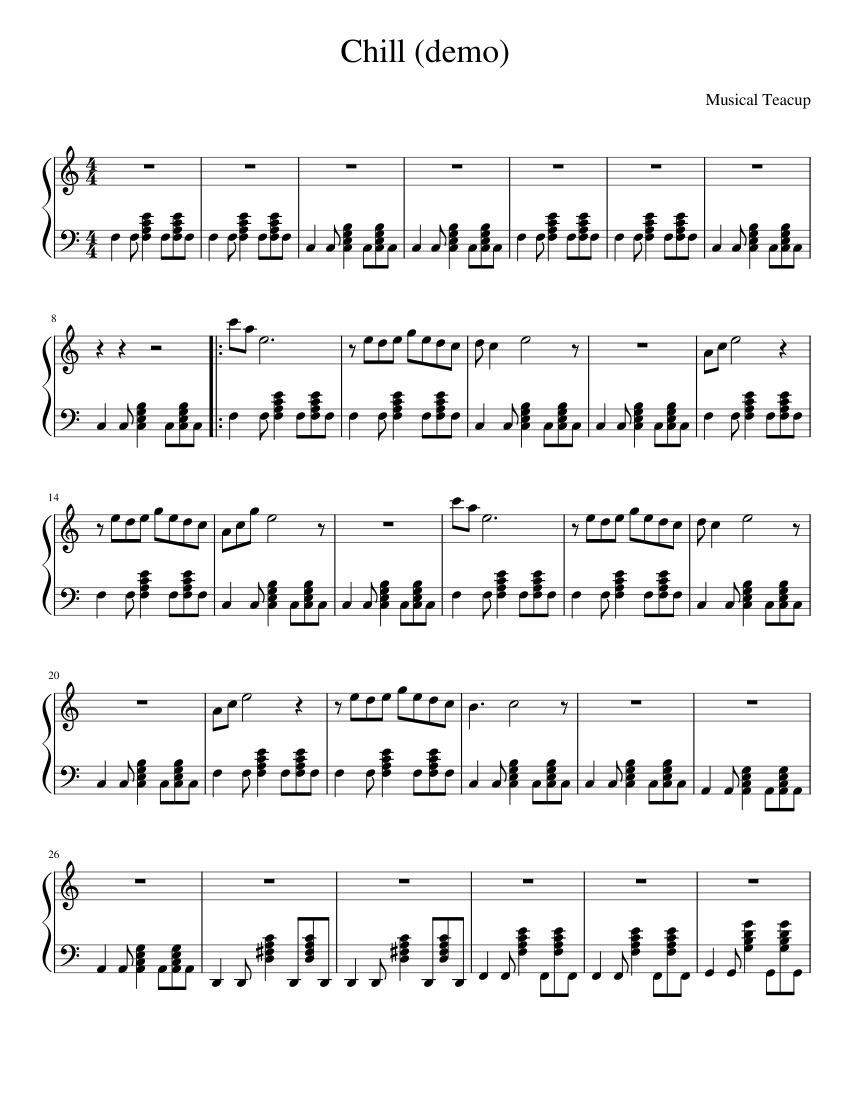 Chill (demo) Sheet music for Piano (Solo) Easy | Musescore.com