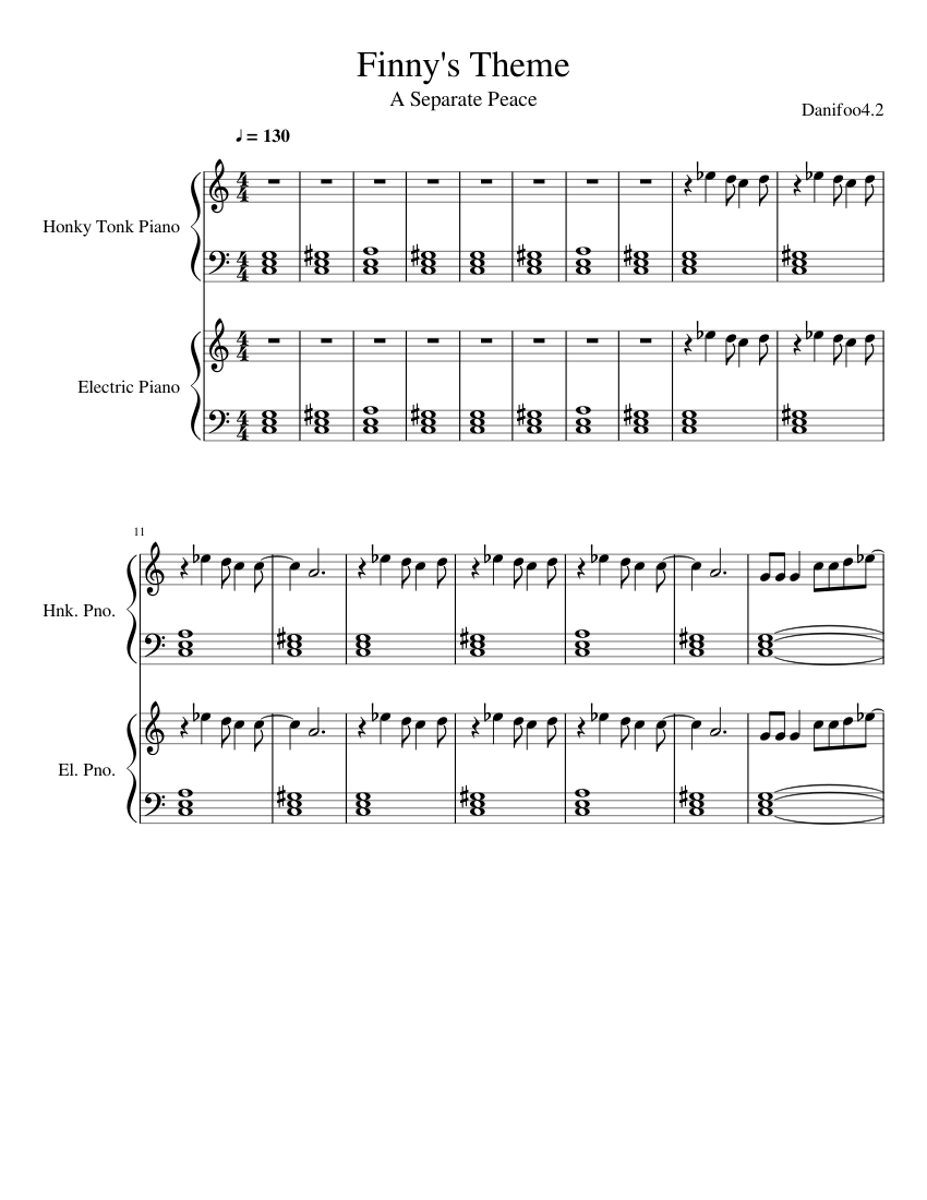 Finny's Theme Sheet music for Piano (Piano Duo) | Musescore.com