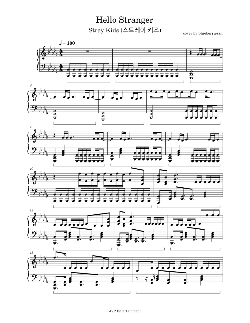 Hello Stranger – Stray Kids (스트레이 키즈) Sheet Music for Piano (Solo ...